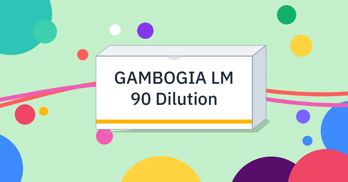 Symbolbild: Packung mit der Aufschrift GAMBOGIA LM 90 Dilution (PZN 13498800) – Verfügbarkeit und Bezug in Apotheken in Frankfurt am Main