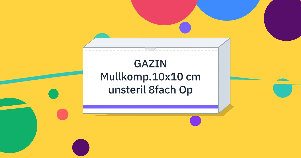 Symbolbild: Packung mit der Aufschrift GAZIN Mullkomp.10x10 cm unsteril 8fach Op (PZN 14367750) – Verfügbarkeit und Bezug in Apotheken in Frankfurt am Main