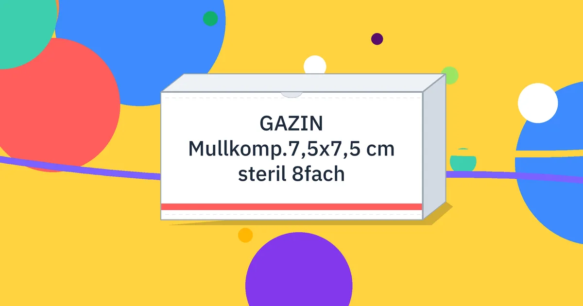 Symbolbild: Packung mit der Aufschrift GAZIN Mullkomp.7,5x7,5 cm steril 8fach (PZN 19921895) – Verfügbarkeit und Bezug in Apotheken in Frankfurt am Main