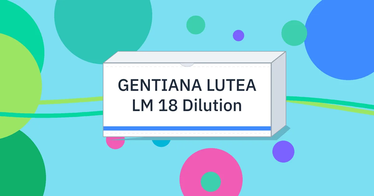 Symbolbild: Packung mit der Aufschrift GENTIANA LUTEA LM 18 Dilution (PZN 12876281) – Verfügbarkeit und Bezug in Apotheken in Frankfurt am Main