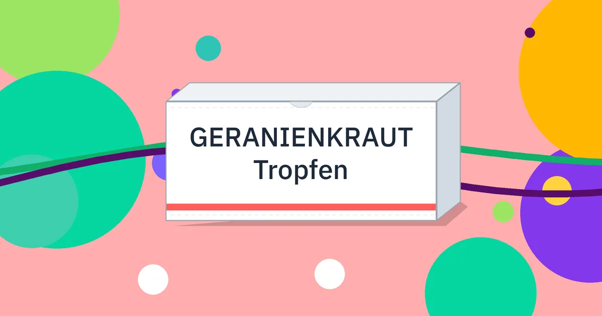 Symbolbild: Packung mit der Aufschrift GERANIENKRAUT Tropfen (PZN 20183907) – Verfügbarkeit und Bezug in Apotheken in Frankfurt am Main