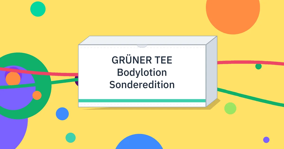Symbolbild: Packung mit der Aufschrift GRÜNER TEE Bodylotion Sonderedition (PZN 17206332) – Verfügbarkeit und Bezug in Apotheken in Frankfurt am Main