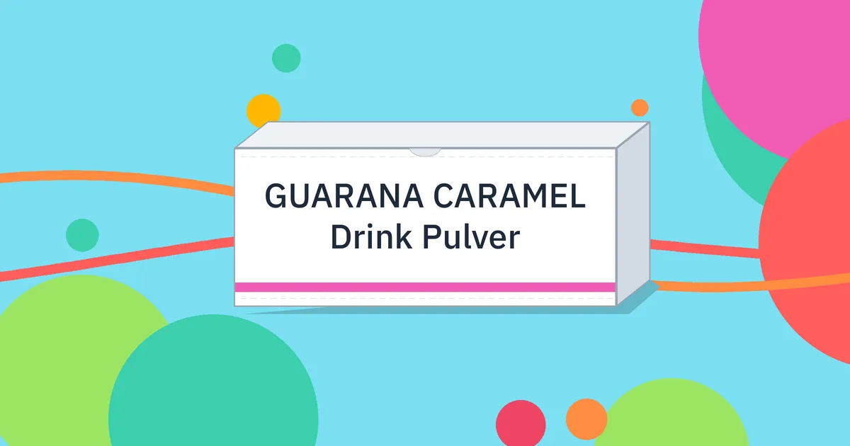 Symbolbild: Packung mit der Aufschrift GUARANA CARAMEL Drink Pulver (PZN 04884734) – Verfügbarkeit und Bezug in Apotheken in Frankfurt am Main