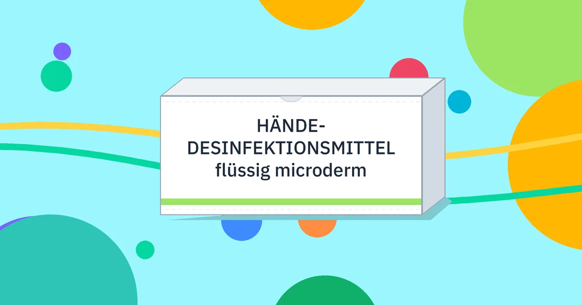 Symbolbild: Packung mit der Aufschrift HÄNDE-DESINFEKTIONSMITTEL flüssig microderm (PZN 17945118) – Verfügbarkeit und Bezug in Apotheken in Frankfurt am Main