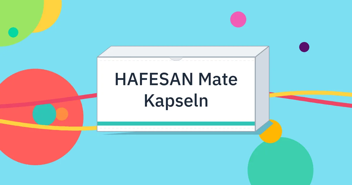 Symbolbild: Packung mit der Aufschrift HAFESAN Mate Kapseln (PZN 07427380) – Verfügbarkeit und Bezug in Apotheken in Frankfurt am Main