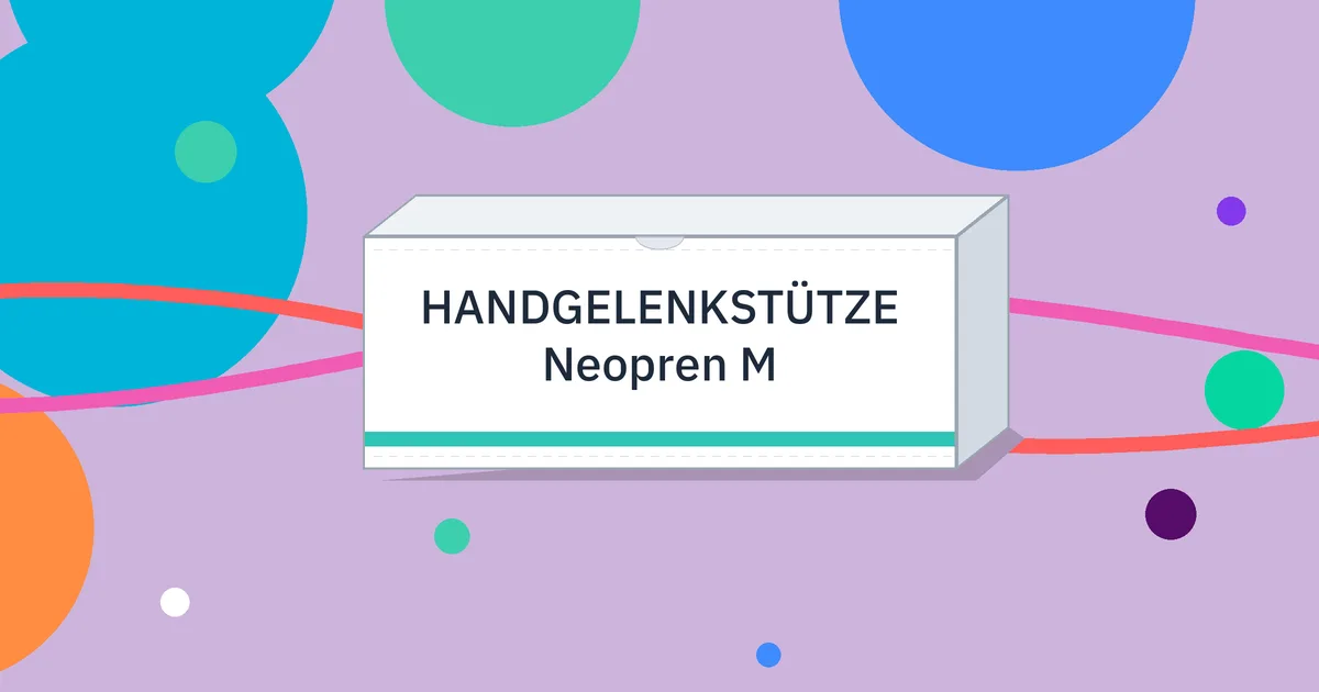 Symbolbild: Packung mit der Aufschrift HANDGELENKSTÜTZE Neopren M (PZN 19069945) – Verfügbarkeit und Bezug in Apotheken in Frankfurt am Main