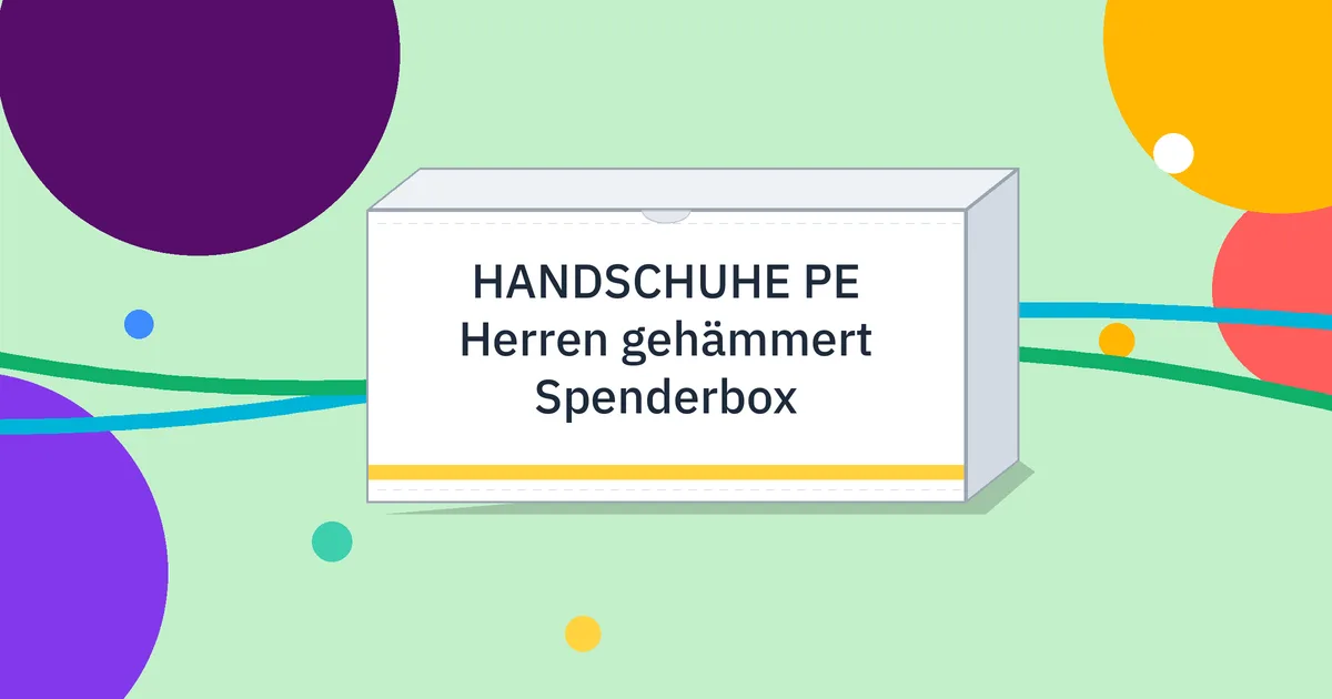 Symbolbild: Packung mit der Aufschrift HANDSCHUHE PE Herren gehämmert Spenderbox (PZN 07485880) – Verfügbarkeit und Bezug in Apotheken in Frankfurt am Main