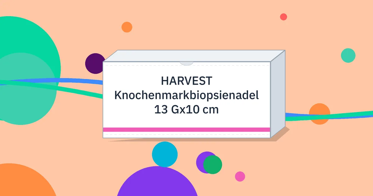 Symbolbild: Packung mit der Aufschrift HARVEST Knochenmarkbiopsienadel 13 Gx10 cm (PZN 16921819) – Verfügbarkeit und Bezug in Apotheken in Frankfurt am Main