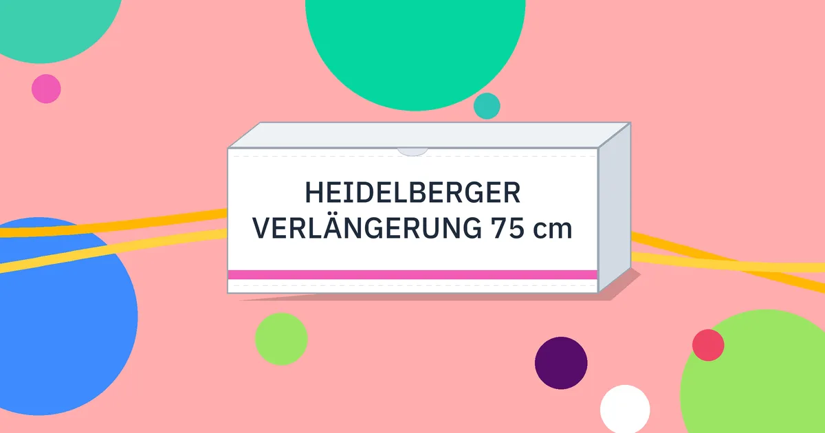 Symbolbild: Packung mit der Aufschrift HEIDELBERGER VERLÄNGERUNG 75 cm (PZN 16130294) – Verfügbarkeit und Bezug in Apotheken in Frankfurt am Main