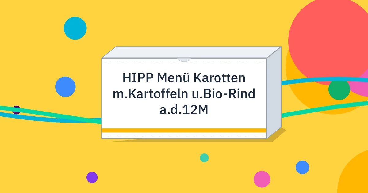 Symbolbild: Packung mit der Aufschrift HIPP Menü Karotten m.Kartoffeln u.Bio-Rind a.d.12M (PZN 19543298) – Verfügbarkeit und Bezug in Apotheken in Frankfurt am Main