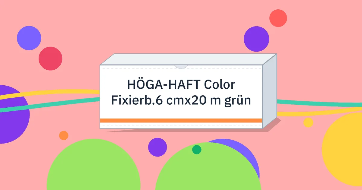 Symbolbild: Packung mit der Aufschrift HÖGA-HAFT Color Fixierb.6 cmx20 m grün (PZN 11521417) – Verfügbarkeit und Bezug in Apotheken in Frankfurt am Main
