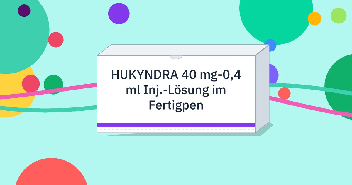 Symbolbild: Packung mit der Aufschrift HUKYNDRA 40 mg-0,4 ml Inj.-Lösung im Fertigpen (PZN 18255835) – Verfügbarkeit und Bezug in Apotheken in Frankfurt am Main