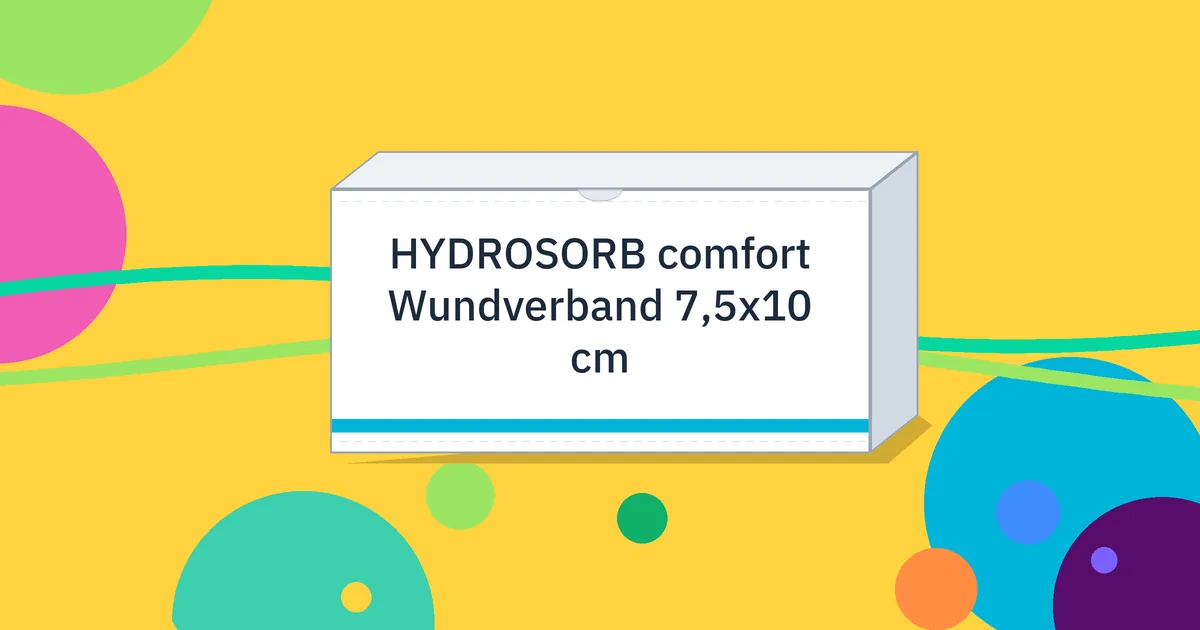 Symbolbild: Packung mit der Aufschrift HYDROSORB comfort Wundverband 7,5x10 cm (PZN 00628980) – Verfügbarkeit und Bezug in Apotheken in Frankfurt am Main
