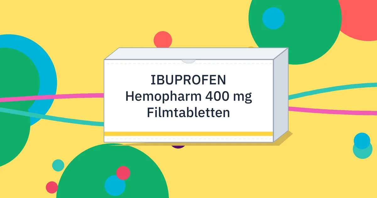 Symbolbild: Packung mit der Aufschrift IBUPROFEN Hemopharm 400 mg Filmtabletten (PZN 07411019) – Verfügbarkeit und Bezug in Apotheken in Frankfurt am Main