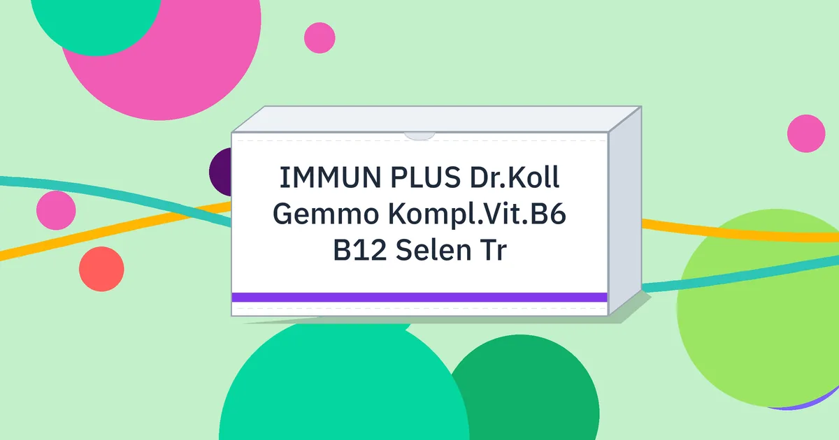 Symbolbild: Packung mit der Aufschrift IMMUN PLUS Dr.Koll Gemmo Kompl.Vit.B6 B12 Selen Tr (PZN 18137627) – Verfügbarkeit und Bezug in Apotheken in Frankfurt am Main