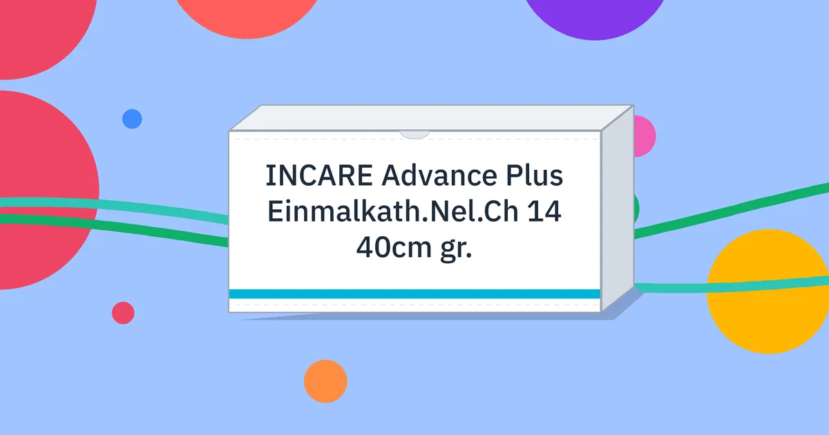 Symbolbild: Packung mit der Aufschrift INCARE Advance Plus Einmalkath.Nel.Ch 14 40cm gr. (PZN 02258949) – Verfügbarkeit und Bezug in Apotheken in Frankfurt am Main