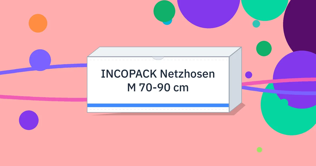 Symbolbild: Packung mit der Aufschrift INCOPACK Netzhosen M 70-90 cm (PZN 09923025) – Verfügbarkeit und Bezug in Apotheken in Frankfurt am Main