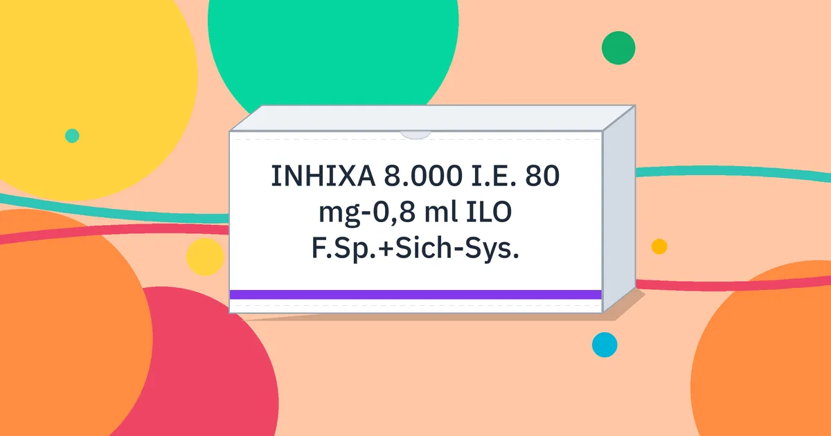 Symbolbild: Packung mit der Aufschrift INHIXA 8.000 I.E. 80 mg-0,8 ml ILO F.Sp.+Sich-Sys. (PZN 17836122) – Verfügbarkeit und Bezug in Apotheken in Frankfurt am Main