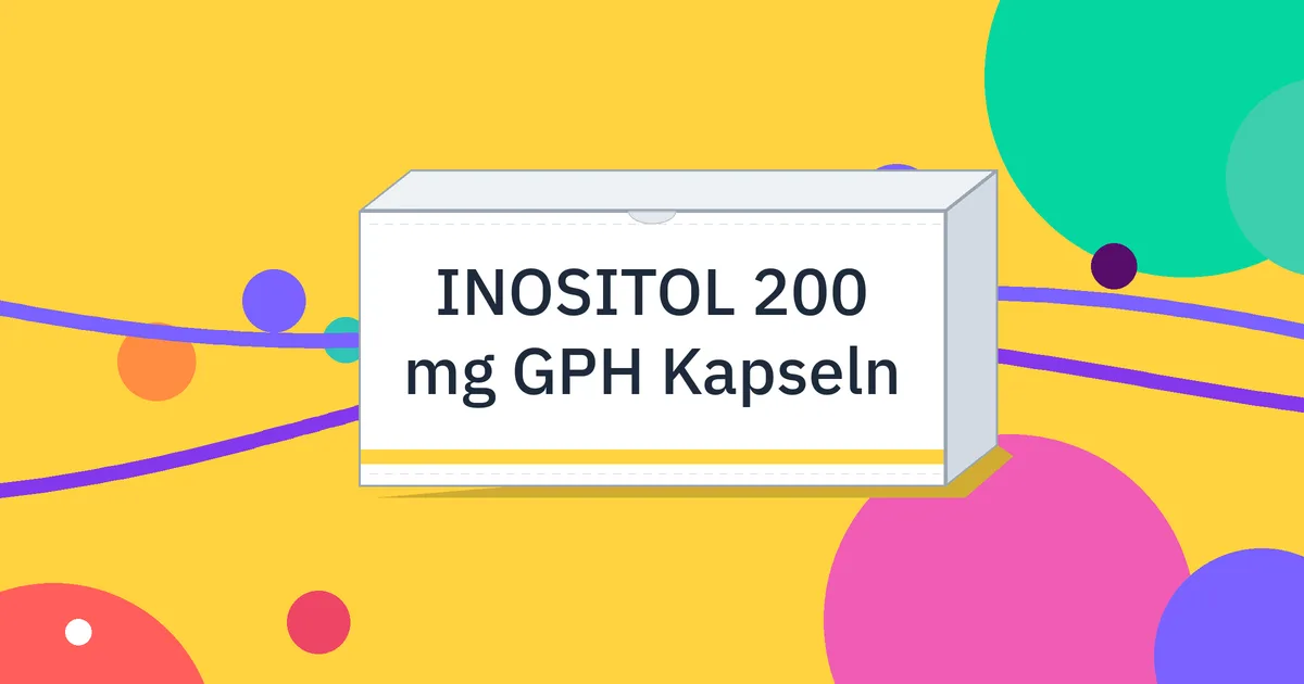 Symbolbild: Packung mit der Aufschrift INOSITOL 200 mg GPH Kapseln (PZN 09645537) – Verfügbarkeit und Bezug in Apotheken in Frankfurt am Main