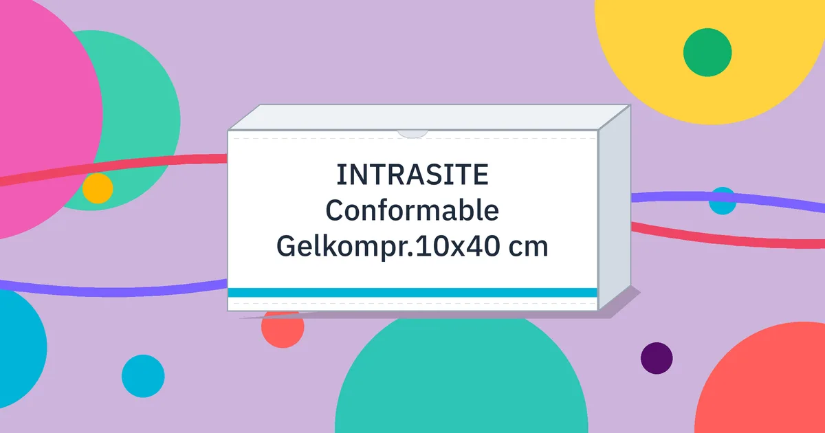 Symbolbild: Packung mit der Aufschrift INTRASITE Conformable Gelkompr.10x40 cm (PZN 03003921) – Verfügbarkeit und Bezug in Apotheken in Frankfurt am Main