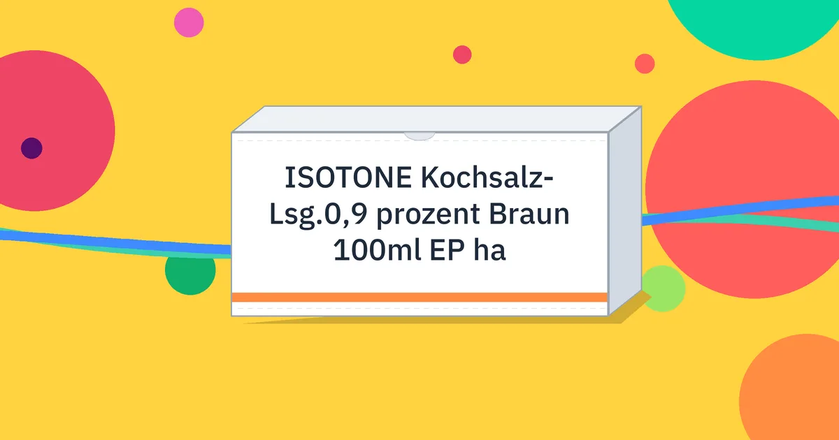 Symbolbild: Packung mit der Aufschrift ISOTONE Kochsalz-Lsg.0,9 prozent Braun 100ml EP ha (PZN 03287628) – Verfügbarkeit und Bezug in Apotheken in Frankfurt am Main