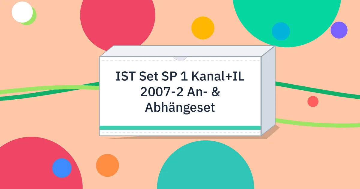 Symbolbild: Packung mit der Aufschrift IST Set SP 1 Kanal+IL 2007-2 An- & Abhängeset (PZN 19288831) – Verfügbarkeit und Bezug in Apotheken in Frankfurt am Main