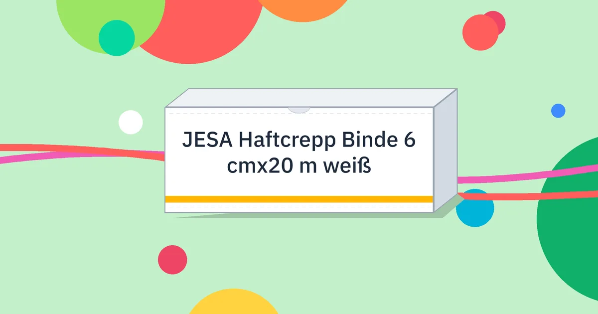 Symbolbild: Packung mit der Aufschrift JESA Haftcrepp Binde 6 cmx20 m weiß (PZN 10786556) – Verfügbarkeit und Bezug in Apotheken in Frankfurt am Main