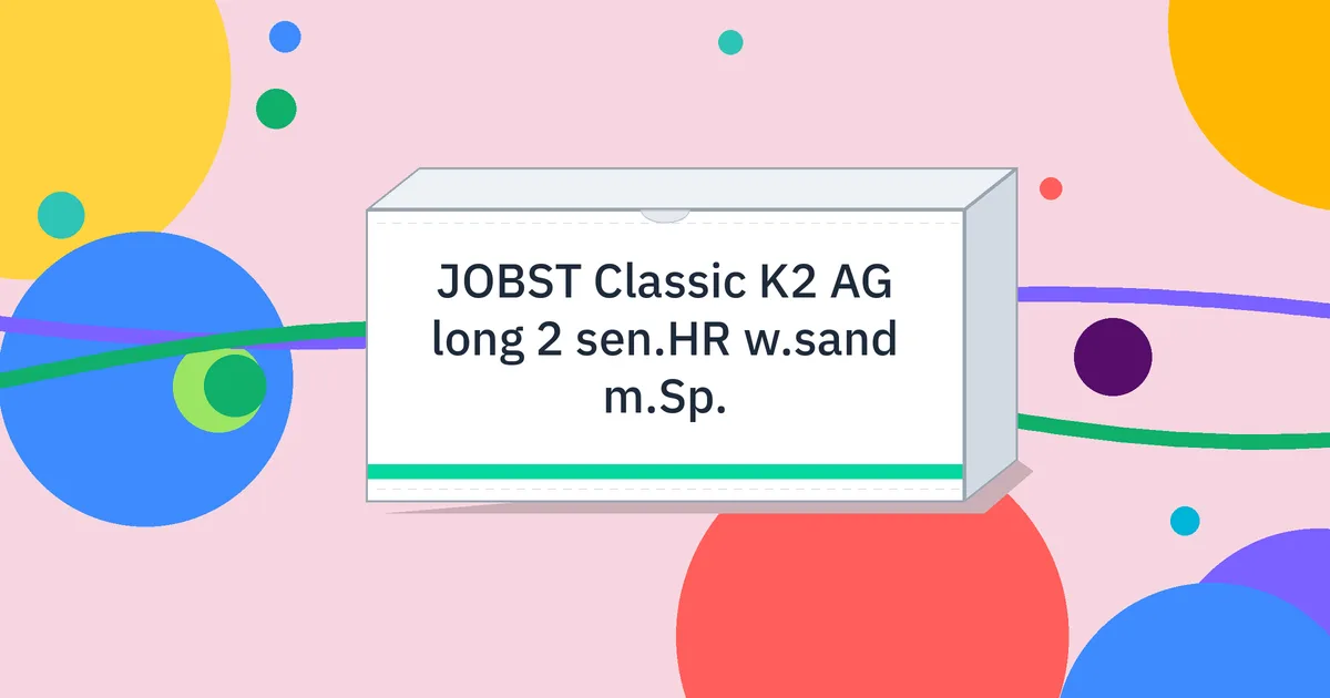 Symbolbild: Packung mit der Aufschrift JOBST Classic K2 AG long 2 sen.HR w.sand m.Sp. (PZN 17959758) – Verfügbarkeit und Bezug in Apotheken in Frankfurt am Main