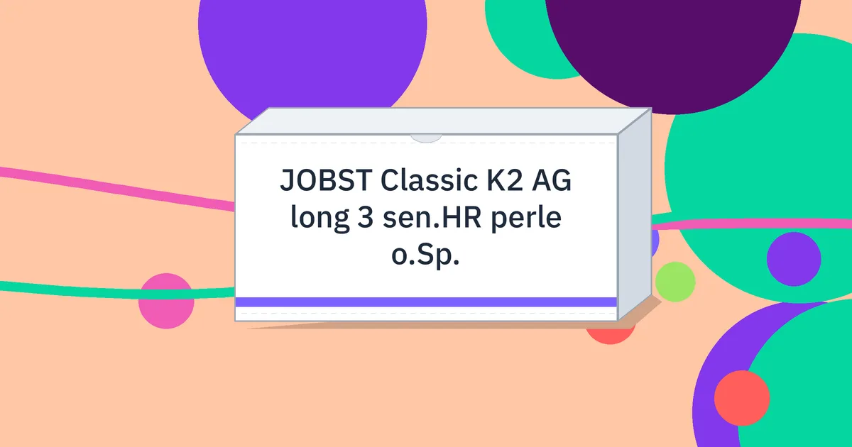 Symbolbild: Packung mit der Aufschrift JOBST Classic K2 AG long 3 sen.HR perle o.Sp. (PZN 17958730) – Verfügbarkeit und Bezug in Apotheken in Frankfurt am Main