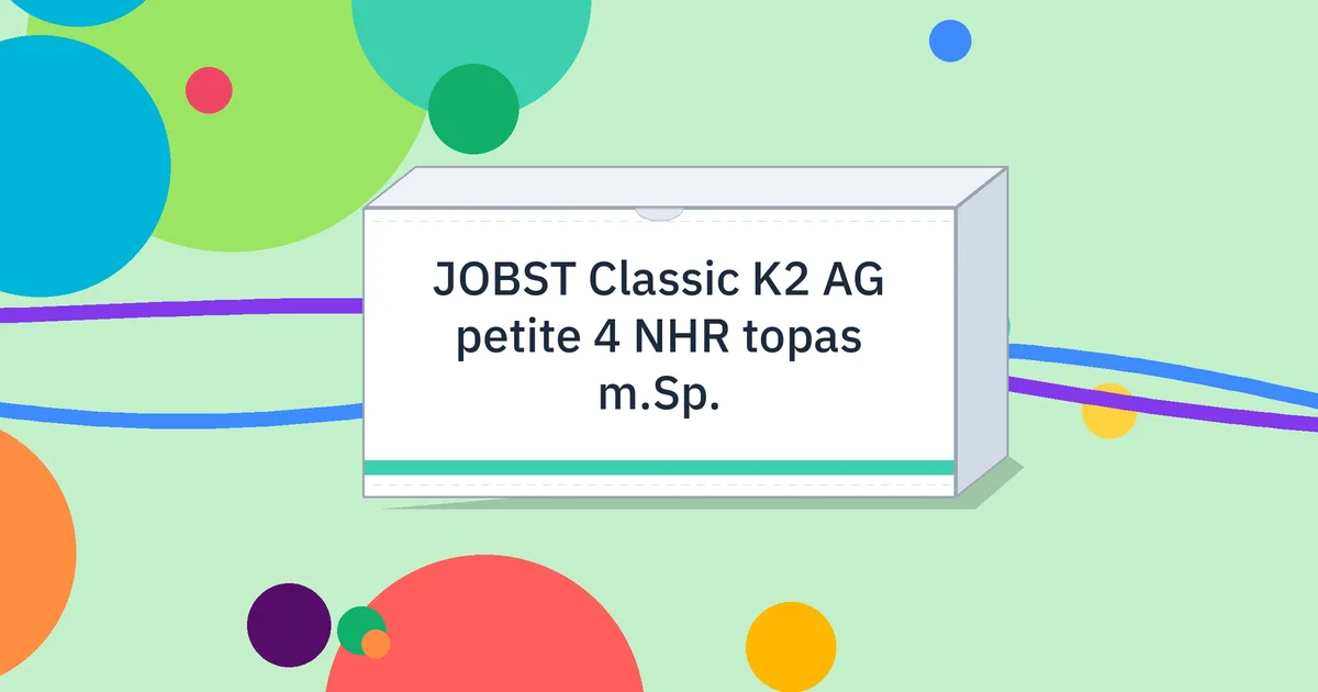 Symbolbild: Packung mit der Aufschrift JOBST Classic K2 AG petite 4 NHR topas m.Sp. (PZN 13063031) – Verfügbarkeit und Bezug in Apotheken in Frankfurt am Main