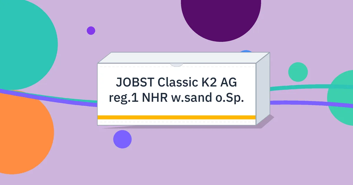 Symbolbild: Packung mit der Aufschrift JOBST Classic K2 AG reg.1 NHR w.sand o.Sp. (PZN 11272115) – Verfügbarkeit und Bezug in Apotheken in Frankfurt am Main
