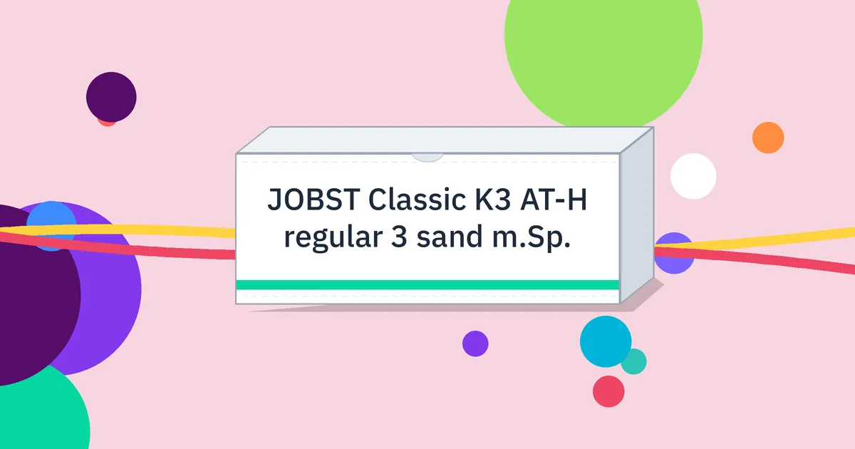 Symbolbild: Packung mit der Aufschrift JOBST Classic K3 AT-H regular 3 sand m.Sp. (PZN 13077613) – Verfügbarkeit und Bezug in Apotheken in Frankfurt am Main