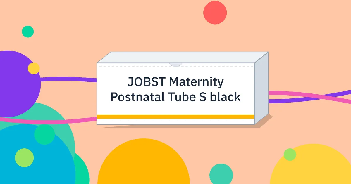Symbolbild: Packung mit der Aufschrift JOBST Maternity Postnatal Tube S black (PZN 18311410) – Verfügbarkeit und Bezug in Apotheken in Frankfurt am Main