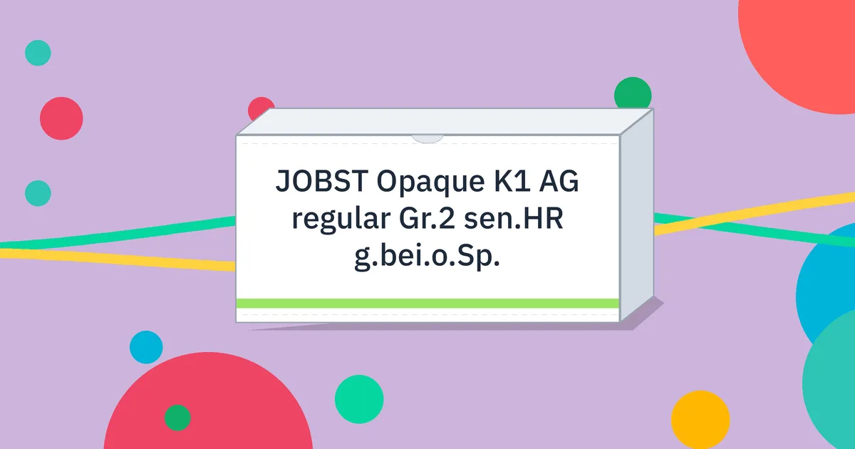 Symbolbild: Packung mit der Aufschrift JOBST Opaque K1 AG regular Gr.2 sen.HR g.bei.o.Sp. (PZN 16265746) – Verfügbarkeit und Bezug in Apotheken in Frankfurt am Main