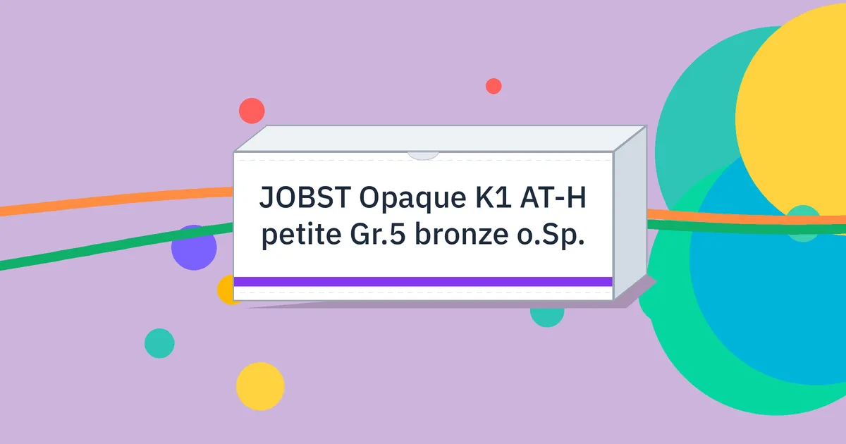 Symbolbild: Packung mit der Aufschrift JOBST Opaque K1 AT-H petite Gr.5 bronze o.Sp. (PZN 13102216) – Verfügbarkeit und Bezug in Apotheken in Frankfurt am Main