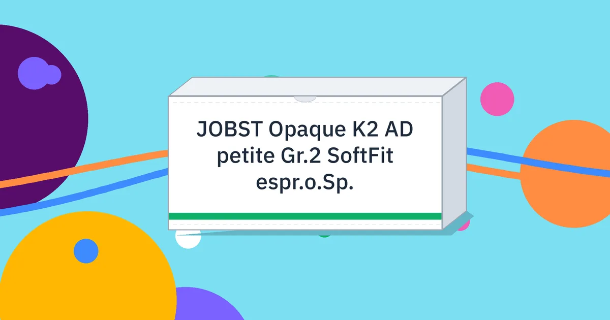 Symbolbild: Packung mit der Aufschrift JOBST Opaque K2 AD petite Gr.2 SoftFit espr.o.Sp. (PZN 16279286) – Verfügbarkeit und Bezug in Apotheken in Frankfurt am Main