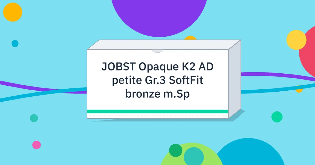 Symbolbild: Packung mit der Aufschrift JOBST Opaque K2 AD petite Gr.3 SoftFit bronze m.Sp (PZN 13109170) – Verfügbarkeit und Bezug in Apotheken in Frankfurt am Main