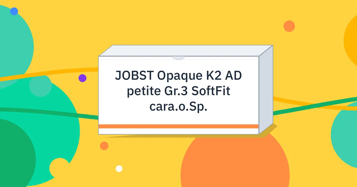 Symbolbild: Packung mit der Aufschrift JOBST Opaque K2 AD petite Gr.3 SoftFit cara.o.Sp. (PZN 11250237) – Verfügbarkeit und Bezug in Apotheken in Frankfurt am Main
