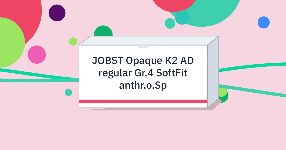 Symbolbild: Packung mit der Aufschrift JOBST Opaque K2 AD regular Gr.4 SoftFit anthr.o.Sp (PZN 16277330) – Verfügbarkeit und Bezug in Apotheken in Frankfurt am Main
