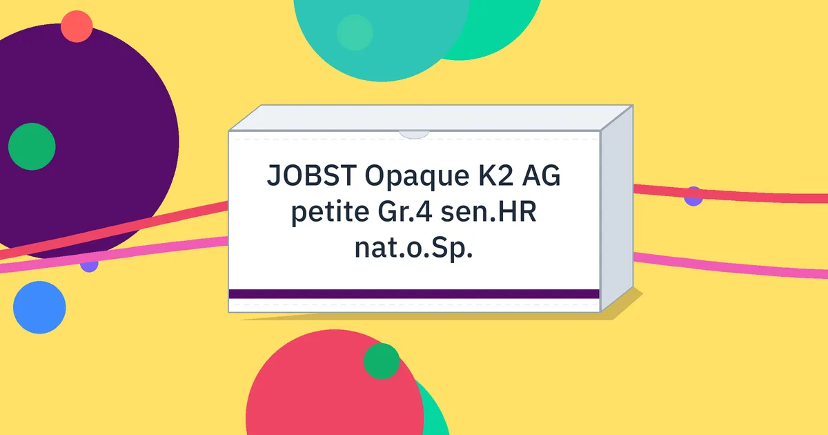 Symbolbild: Packung mit der Aufschrift JOBST Opaque K2 AG petite Gr.4 sen.HR nat.o.Sp. (PZN 12142610) – Verfügbarkeit und Bezug in Apotheken in Frankfurt am Main