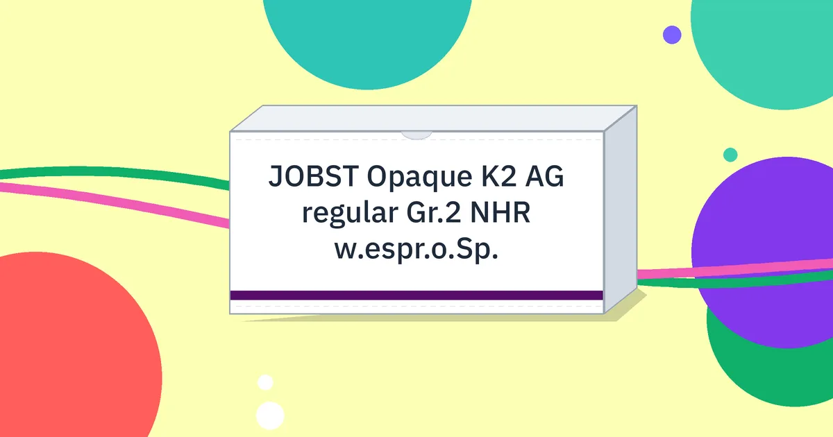 Symbolbild: Packung mit der Aufschrift JOBST Opaque K2 AG regular Gr.2 NHR w.espr.o.Sp. (PZN 16282259) – Verfügbarkeit und Bezug in Apotheken in Frankfurt am Main