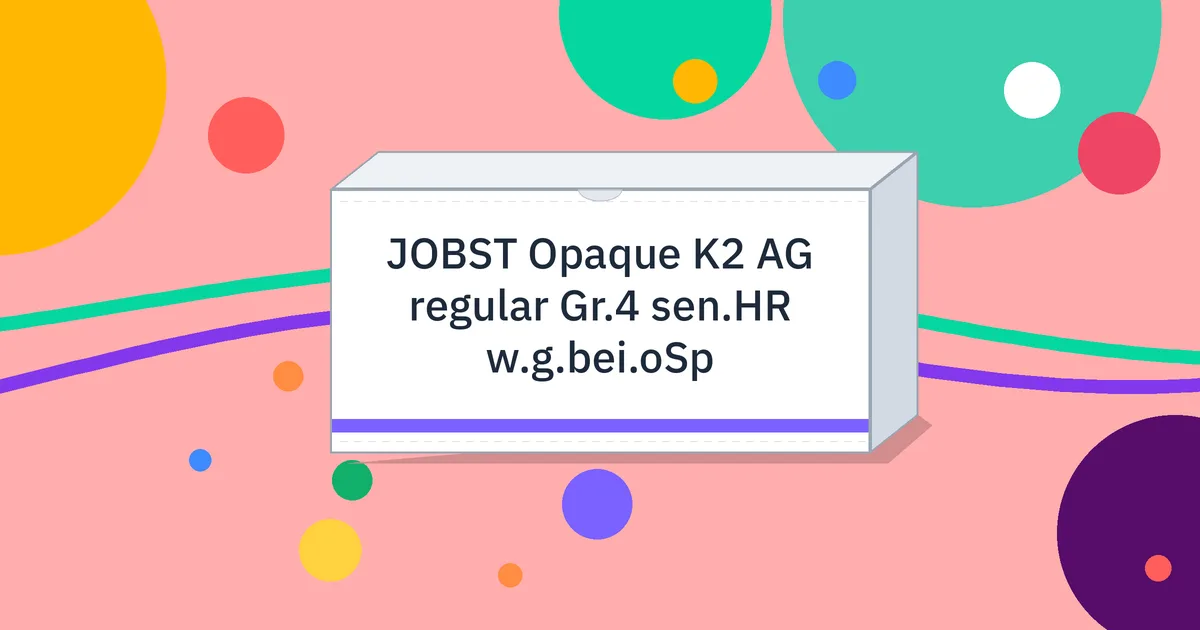 Symbolbild: Packung mit der Aufschrift JOBST Opaque K2 AG regular Gr.4 sen.HR w.g.bei.oSp (PZN 16280711) – Verfügbarkeit und Bezug in Apotheken in Frankfurt am Main