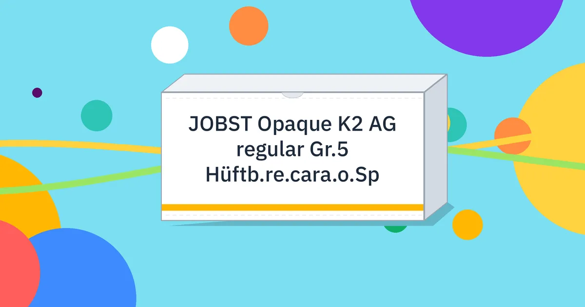 Symbolbild: Packung mit der Aufschrift JOBST Opaque K2 AG regular Gr.5 Hüftb.re.cara.o.Sp (PZN 13117554) – Verfügbarkeit und Bezug in Apotheken in Frankfurt am Main