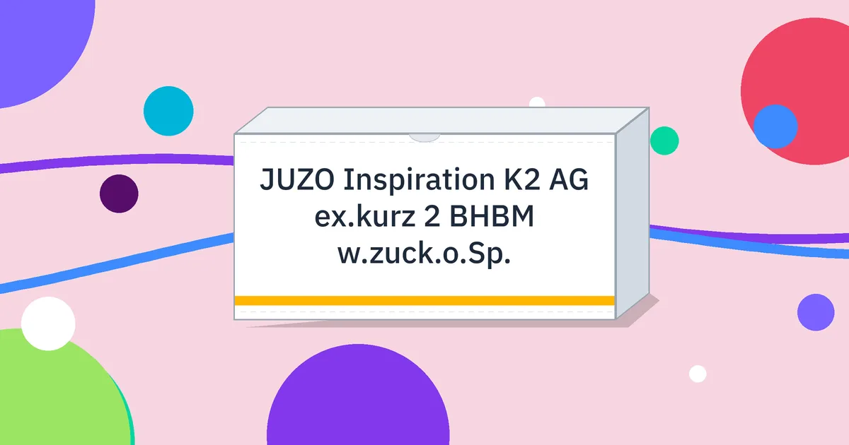 Symbolbild: Packung mit der Aufschrift JUZO Inspiration K2 AG ex.kurz 2 BHBM w.zuck.o.Sp. (PZN 14885640) – Verfügbarkeit und Bezug in Apotheken in Frankfurt am Main