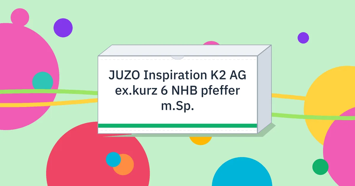 Symbolbild: Packung mit der Aufschrift JUZO Inspiration K2 AG ex.kurz 6 NHB pfeffer m.Sp. (PZN 14965480) – Verfügbarkeit und Bezug in Apotheken in Frankfurt am Main
