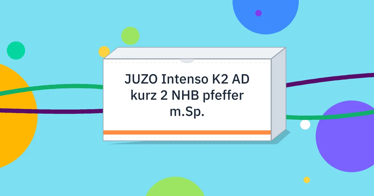 Symbolbild: Packung mit der Aufschrift JUZO Intenso K2 AD kurz 2 NHB pfeffer m.Sp. (PZN 18610816) – Verfügbarkeit und Bezug in Apotheken in Frankfurt am Main