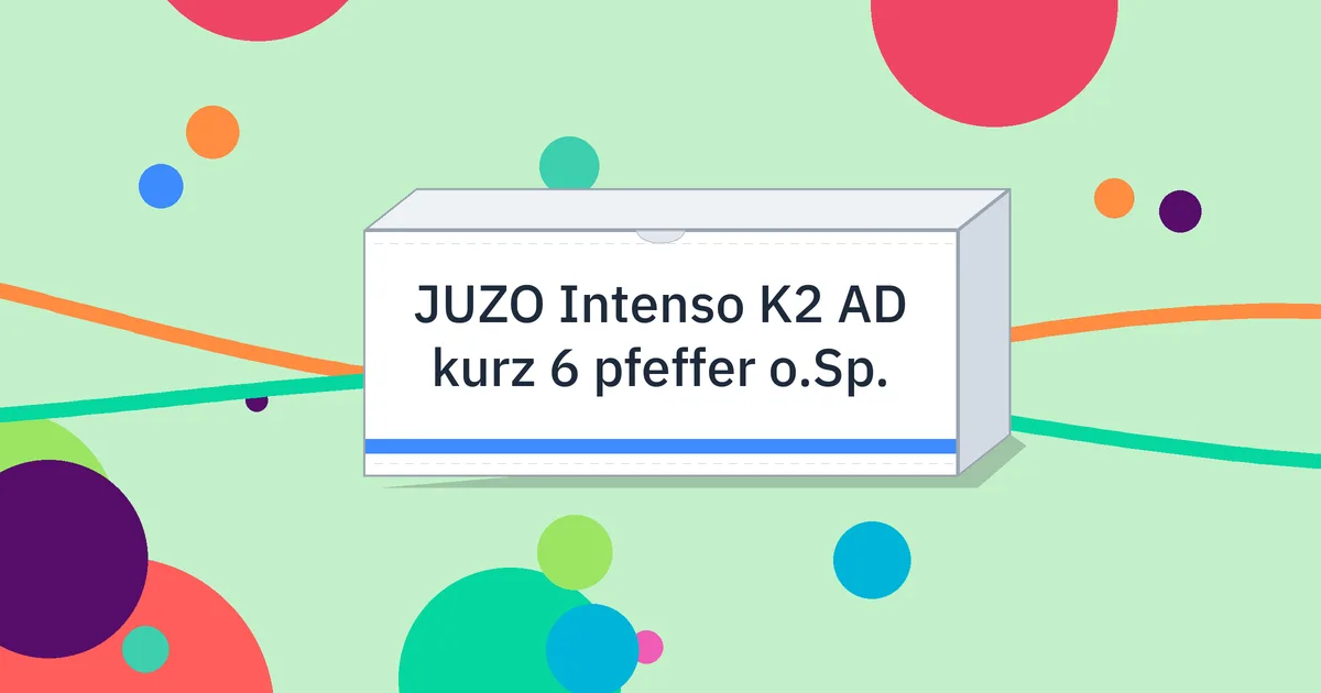 Symbolbild: Packung mit der Aufschrift JUZO Intenso K2 AD kurz 6 pfeffer o.Sp. (PZN 18617936) – Verfügbarkeit und Bezug in Apotheken in Frankfurt am Main