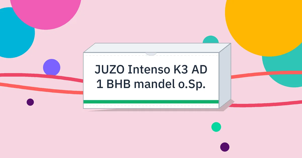 Symbolbild: Packung mit der Aufschrift JUZO Intenso K3 AD 1 BHB mandel o.Sp. (PZN 18645105) – Verfügbarkeit und Bezug in Apotheken in Frankfurt am Main