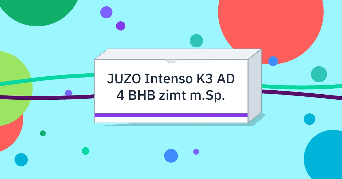 Symbolbild: Packung mit der Aufschrift JUZO Intenso K3 AD 4 BHB zimt m.Sp. (PZN 18634320) – Verfügbarkeit und Bezug in Apotheken in Frankfurt am Main