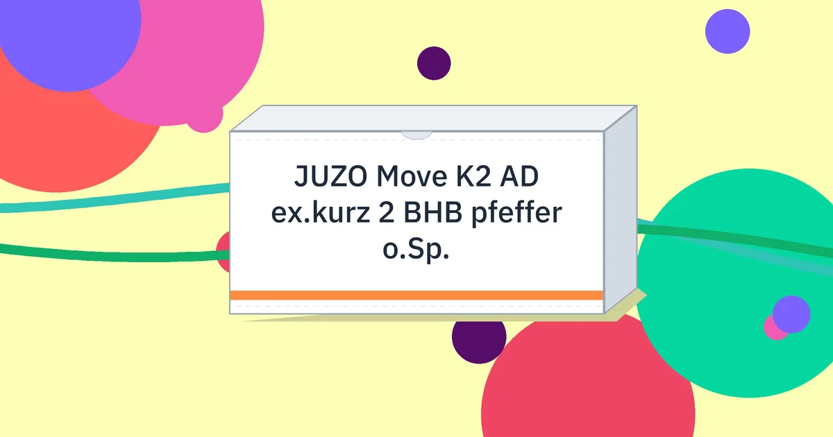 Symbolbild: Packung mit der Aufschrift JUZO Move K2 AD ex.kurz 2 BHB pfeffer o.Sp. (PZN 16341909) – Verfügbarkeit und Bezug in Apotheken in Frankfurt am Main